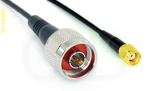 NSAR-174TPR-5: Coaxial Cable, N to SMA reverse polarity, RG174 flexible ...